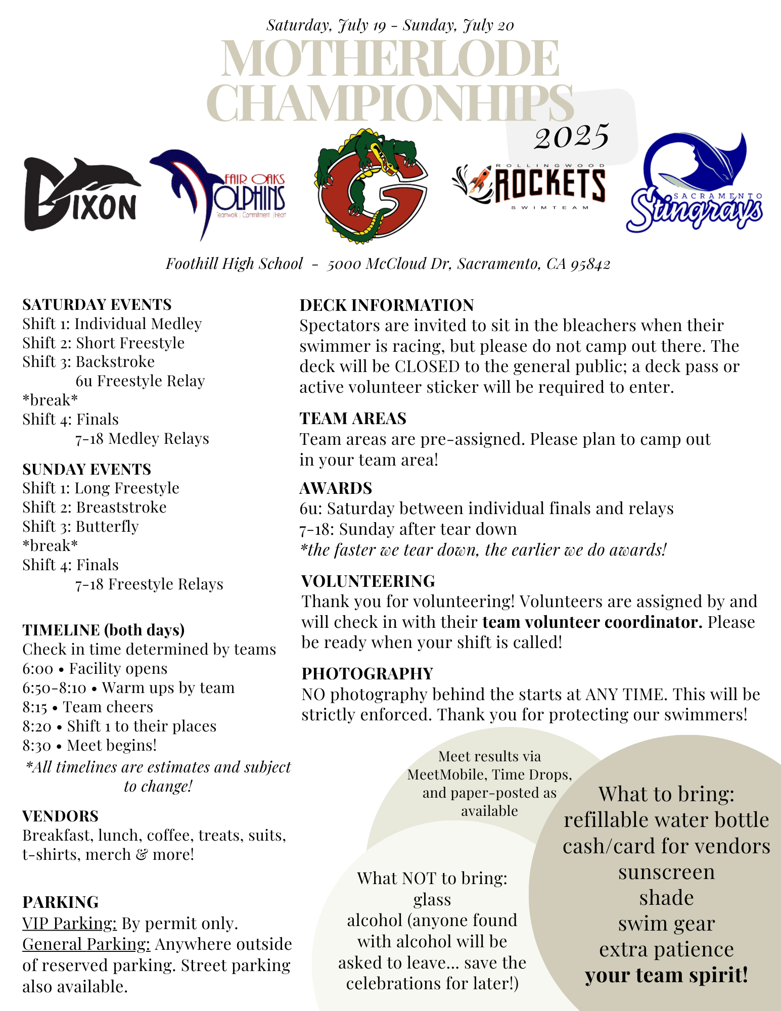 Team Calendar - Rollingwood Rockets Swim Team